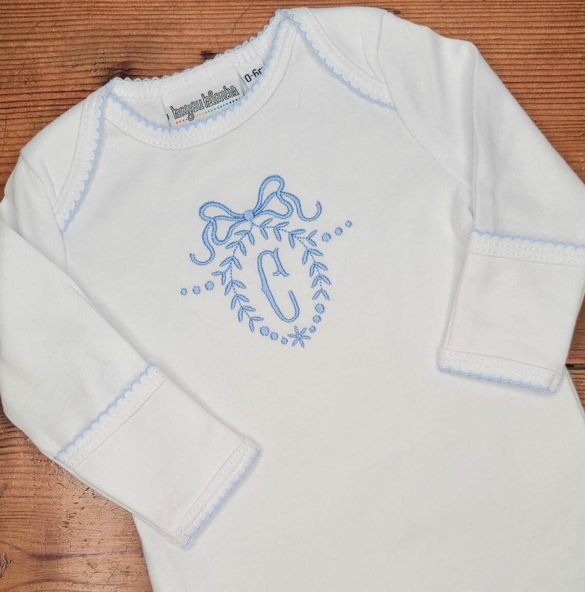 Picot Trimmed Heirloom Laurel Frame Monogrammed Baby Girl or | Etsy