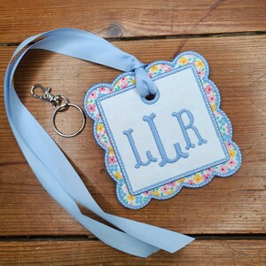 Monogrammed Fabric Scalloped Bag Tag, Personalized Bag Tag, Easter ...
