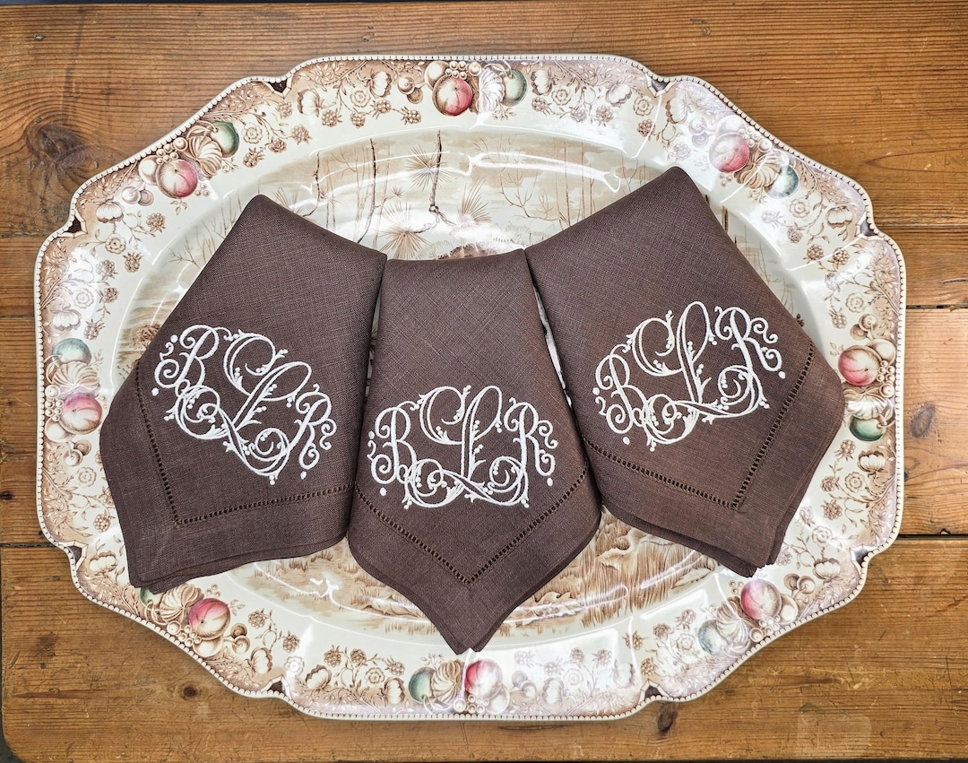 Monogrammed 100% Linen Sferra Festival Dinner Napkins 20" X 20 ...