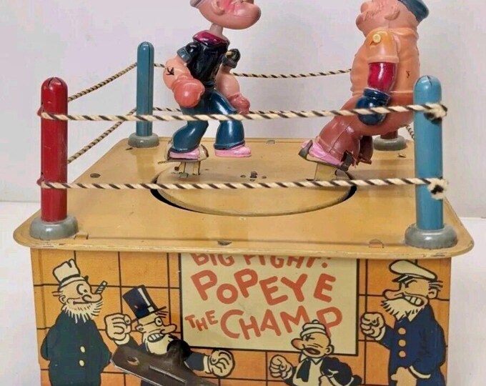 1930’s Tin Windup Marx Popeye the Champ Toy - W Replica Box- Works Well ...