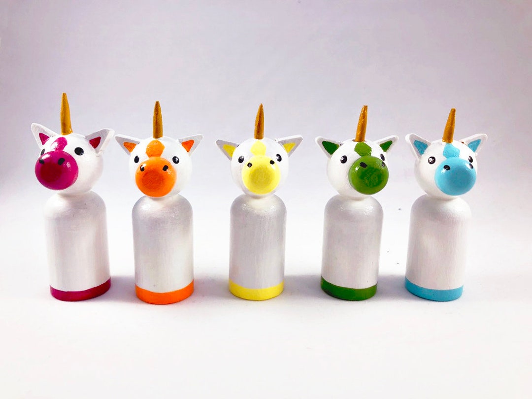 Rainbow Unicorn Peggies - Whimsical Fantasy Toys - Etsy