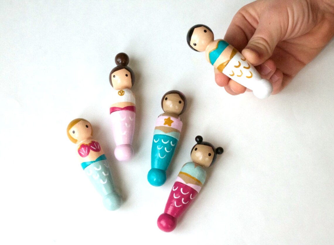 Mermaid Peg Dolls - Etsy