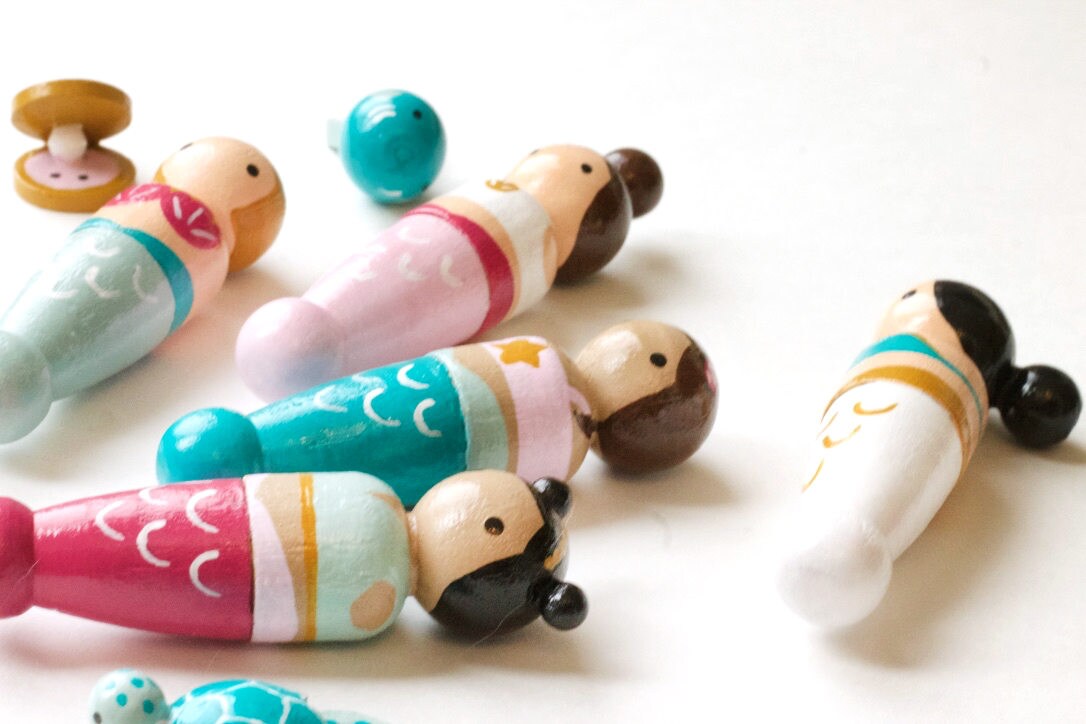 Mermaid Peg Dolls - Etsy