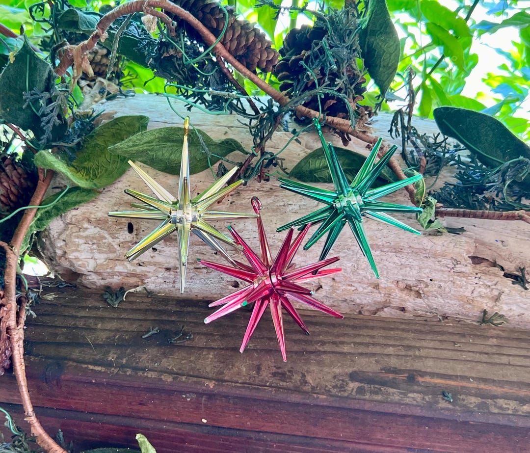 Vintage Atomic Star Christmas Ornament BRADFORD MCM 1950 1952 Red Green ...