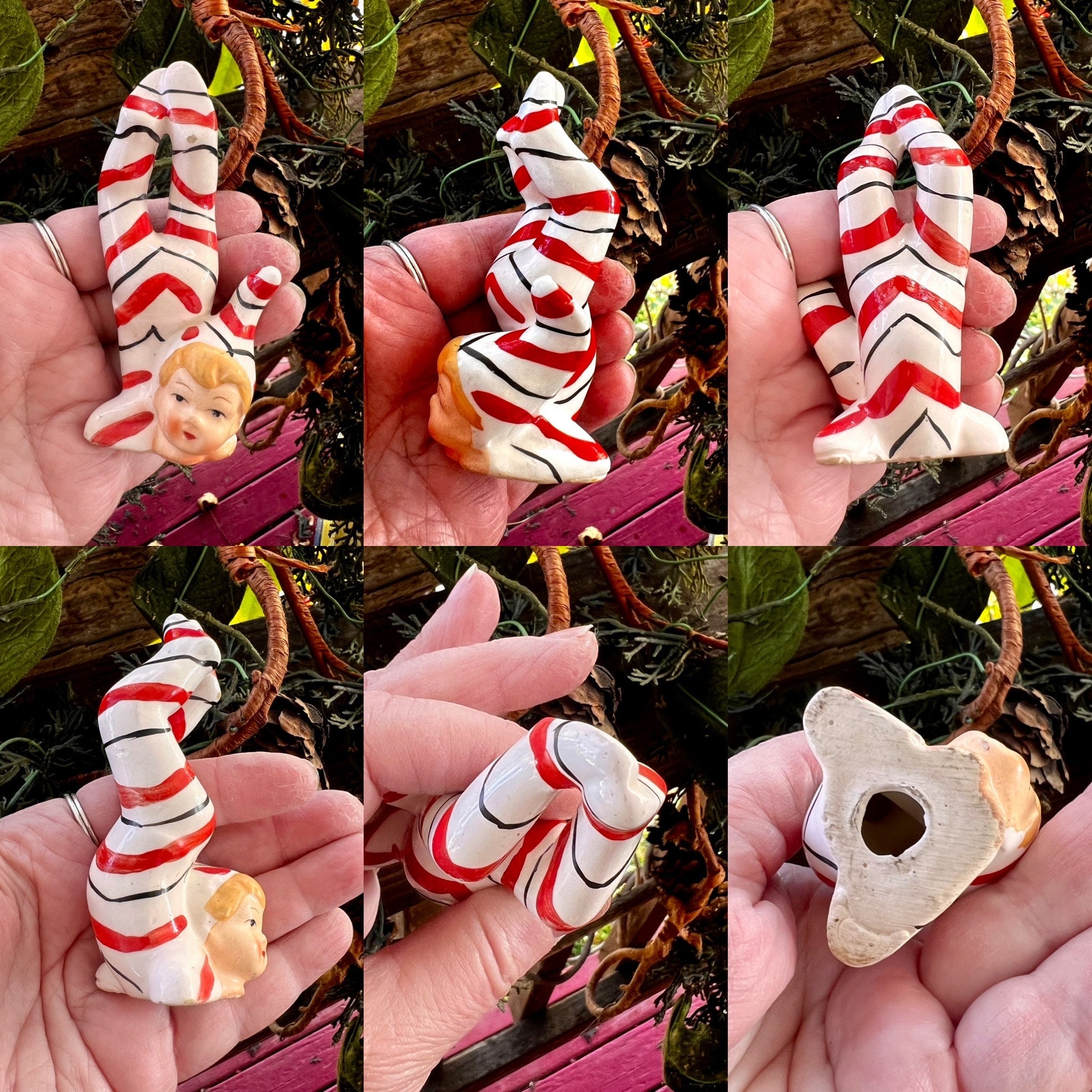 Vintage LEFTON Christmas Candy Cane Elf Pixie Kid MCM 1950 Ceramic ...