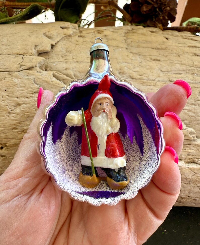 Vintage Santa Mercury Glass Indent Christmas Ornament 1950 1960 Santa ...