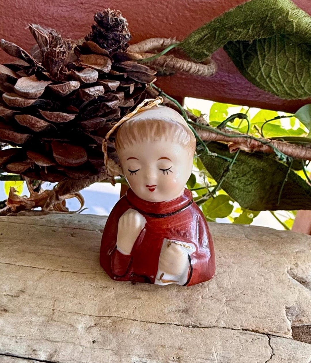 Vintage Monk Friar Bell Christmas Ornament MCM 1940 1950 Ceramic ...