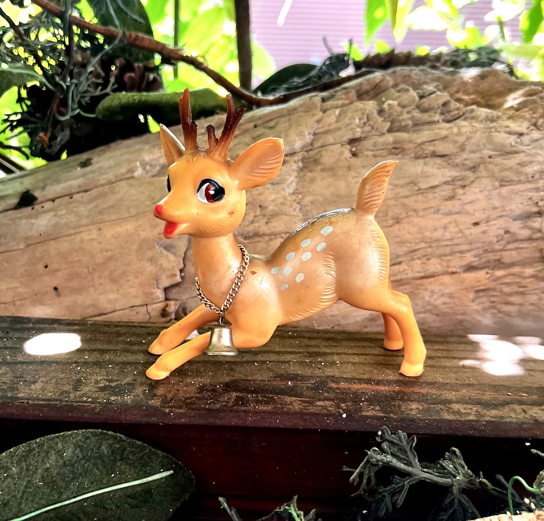 Vintage Blue Spotted Reindeer Christmas Ornament With Bell and Swivel ...