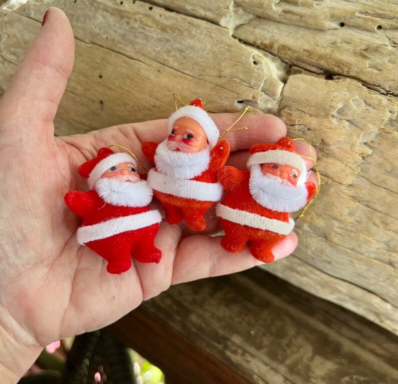 Vintage Flocked Santa Christmas Ornament Blow Mold Santa - Etsy