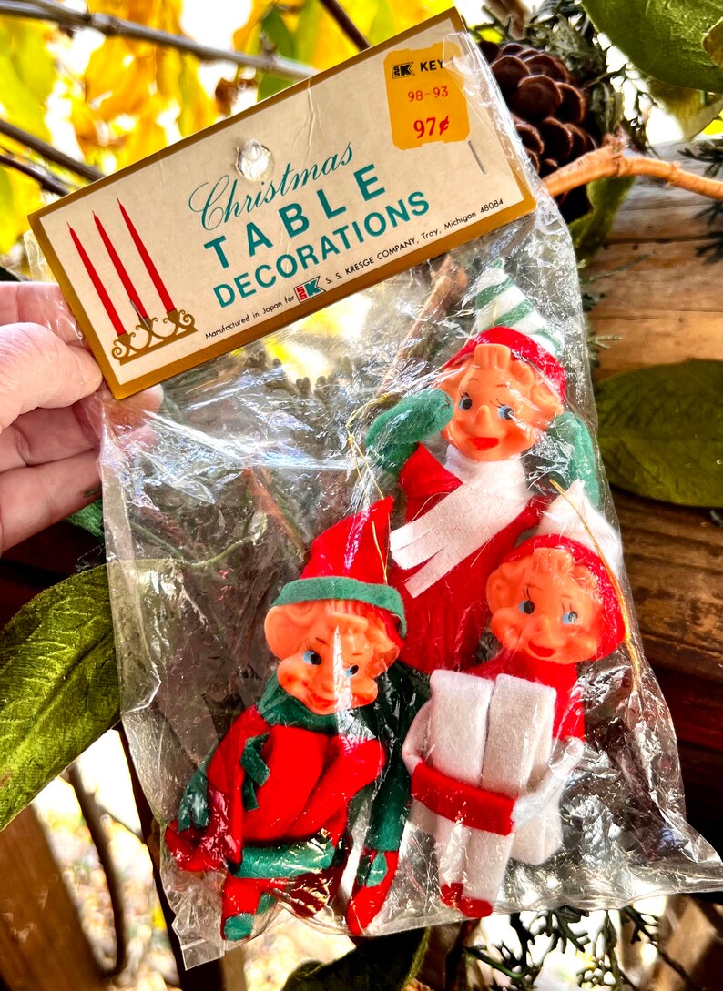 Vintage Knee Hugger Elf Pixie Plastic Christmas Ornament 1950 1960 ...