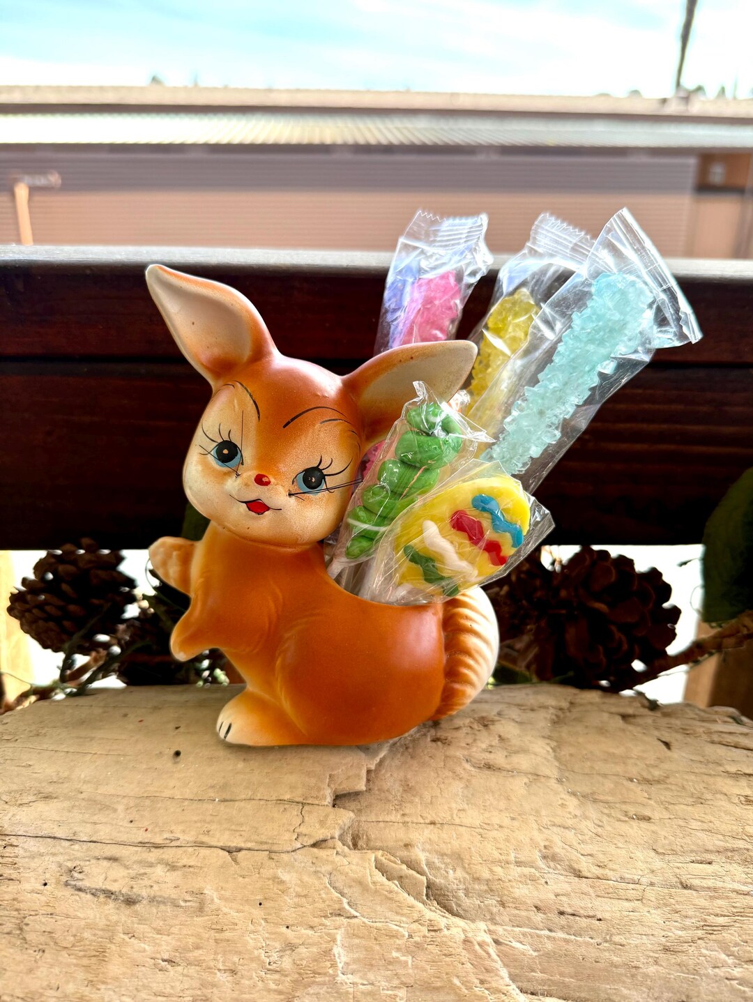 Vintage ENESCO Bunny Easter Planter MCM 1950 1960 ANTHROPOMORPHIC Bunny ...