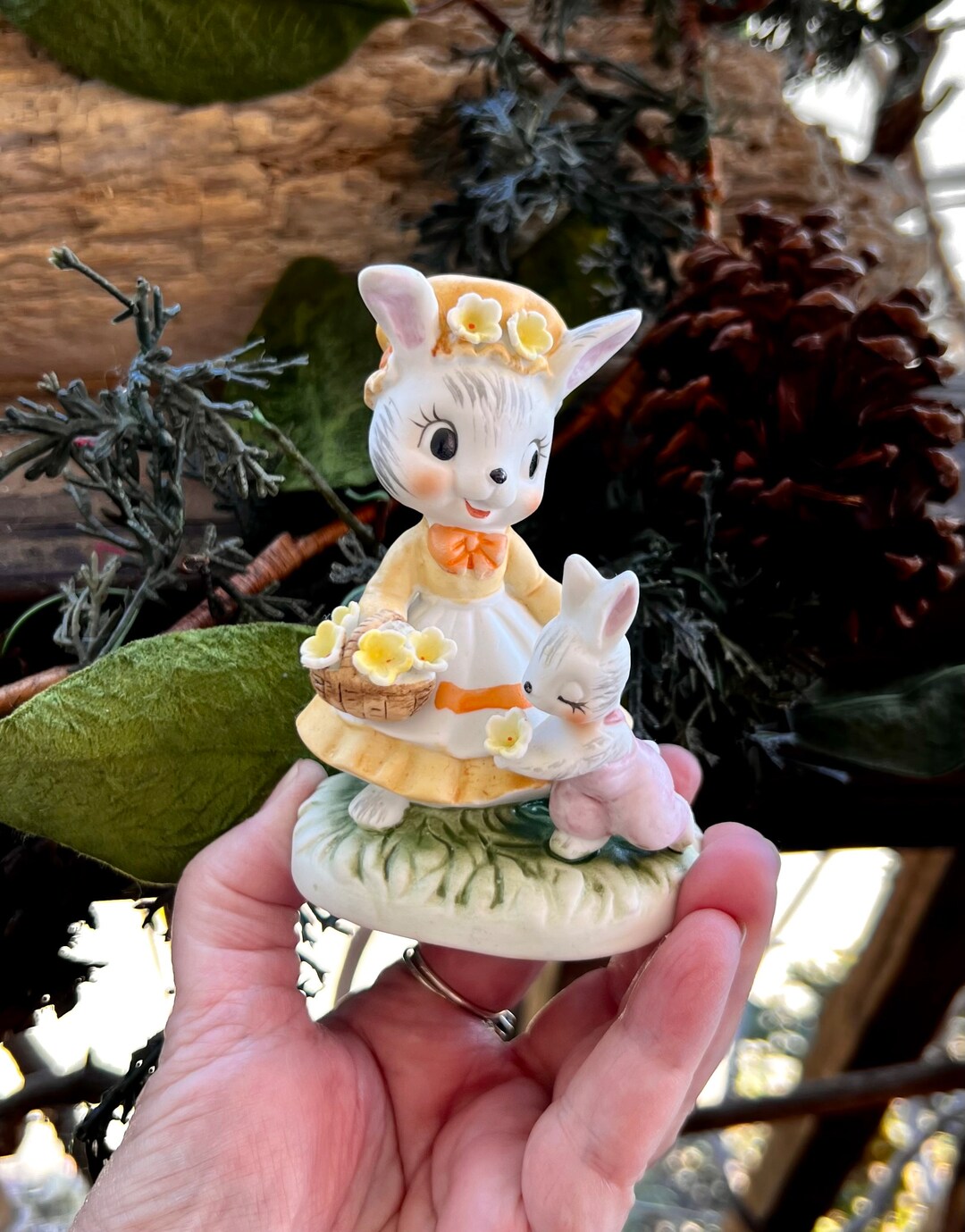 Vintage NAPCO Anthropomorphic Bunny Rabbit 1950 MCM Ceramic Mama Baby ...