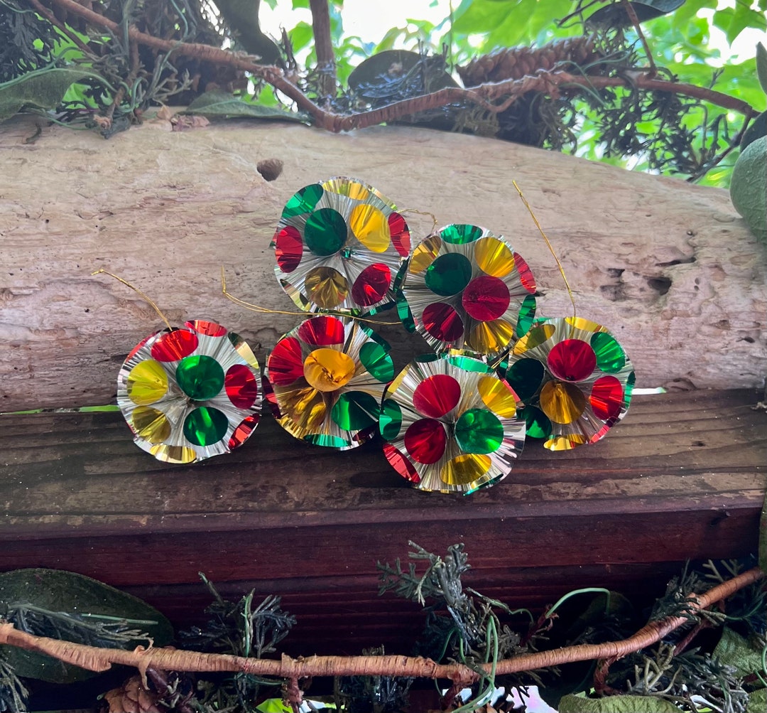 Vintage Atomic Foil Christmas Ornaments: MCM Kitsch Tree Decor, Set of ...