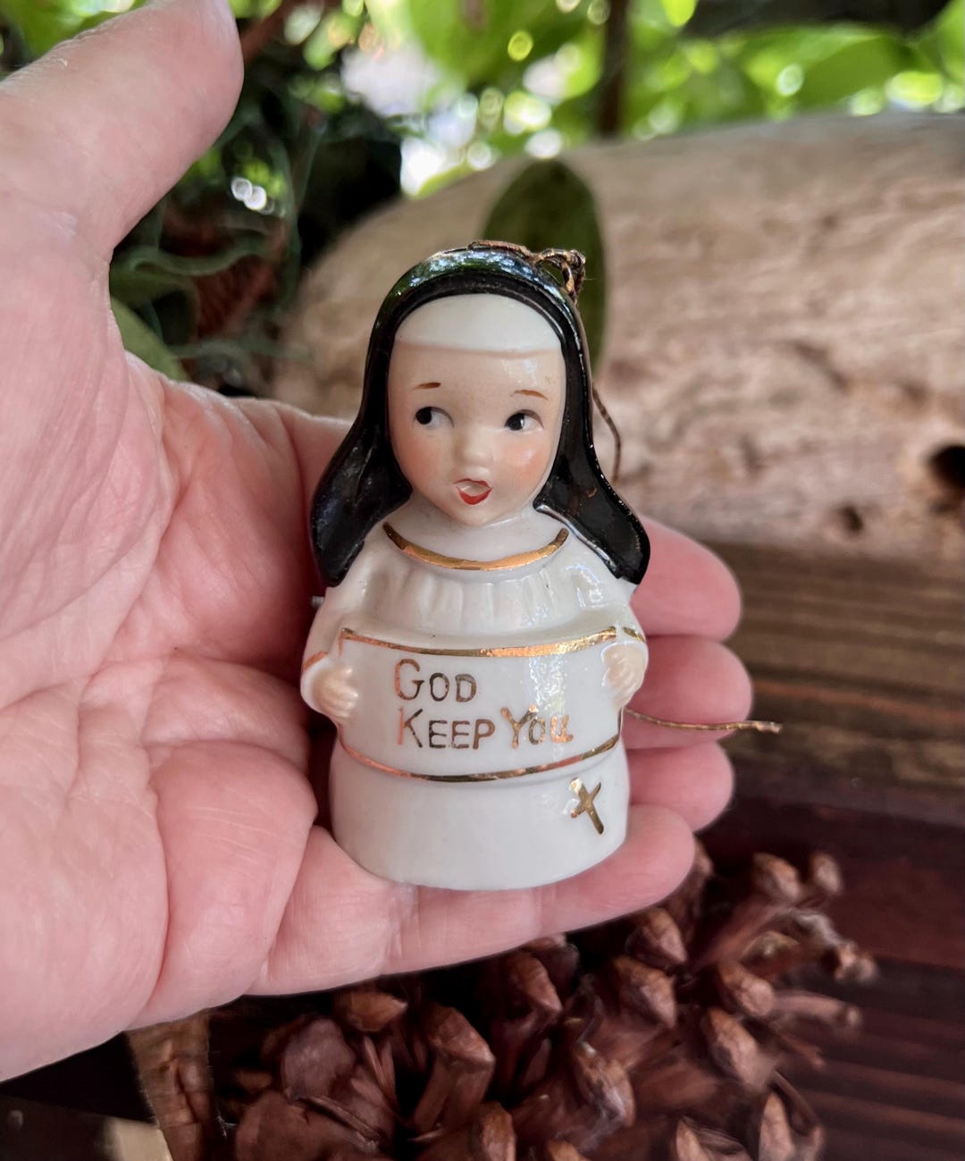Vintage Nun god Keep You Bell Christmas Ornament NORCREST 1979 Retro ...