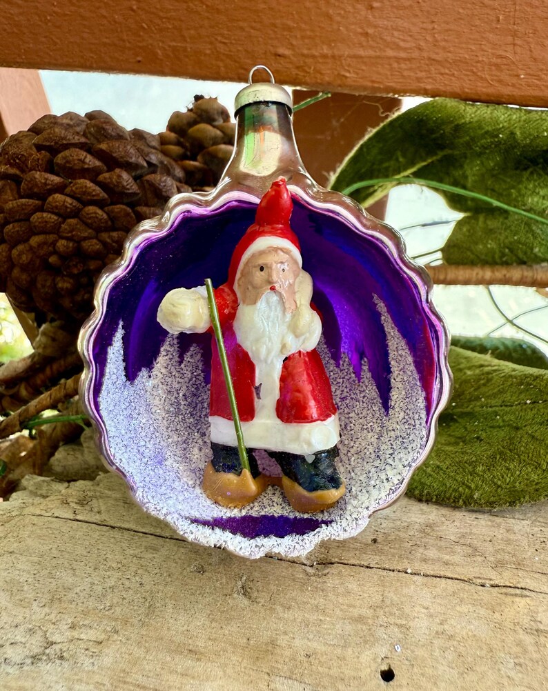 Vintage Santa Mercury Glass Indent Christmas Ornament 1950 1960 Santa ...