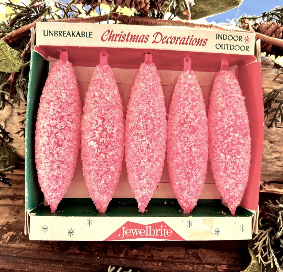 Vintage Jewelbrite Sugar Christmas Ornament 1960 1970 Sugared Atomic ...