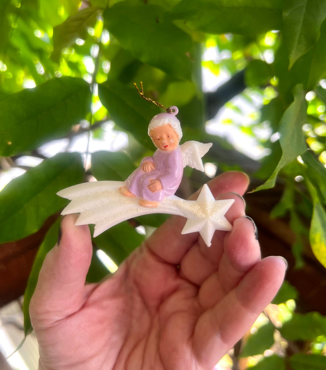 Vintage West Germany Angel Shooting Star Christmas Ornament 1940 1950 German Retro Feather Tree ...