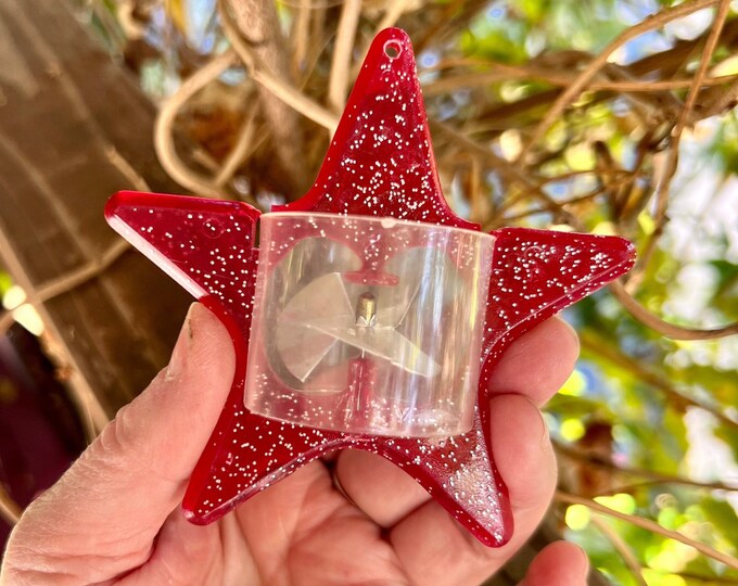 Vintage Spinner Twinkler Christmas Ornament Plastic Red Star MCM 1950 ...