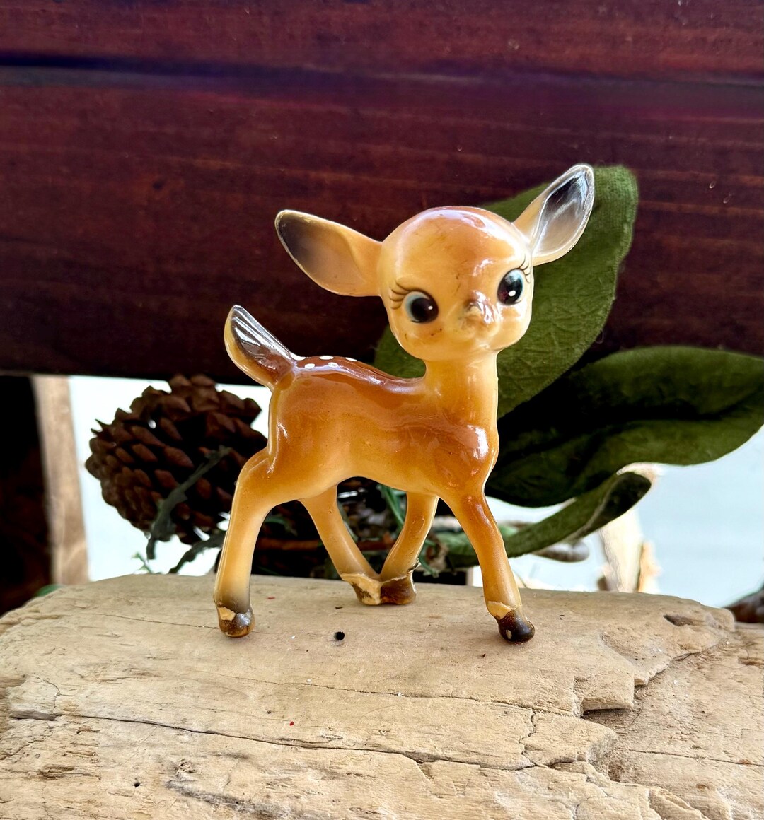 Vintage Anthropomorphic Deer Fawn Christmas Retro Kitsch Celluloid Deer ...