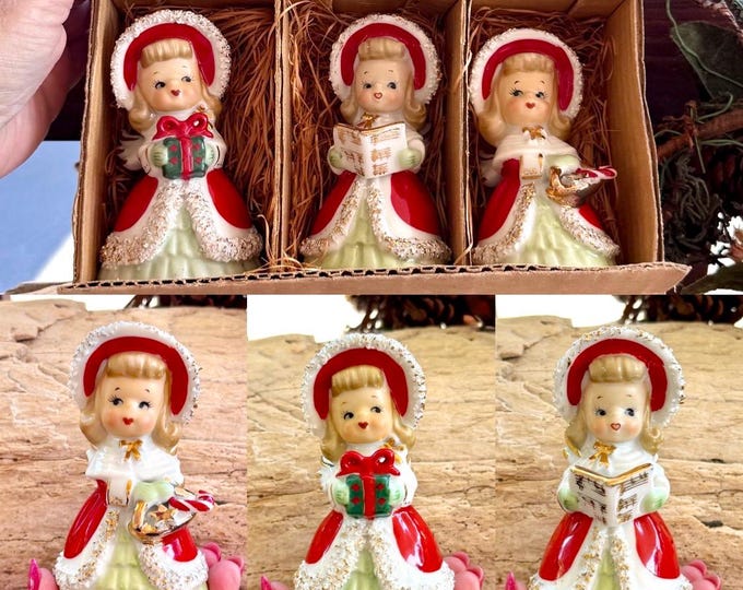 Vintage 1950 LEFTON Angel Christmas Bell MCM Angel Candle Tree Present ...