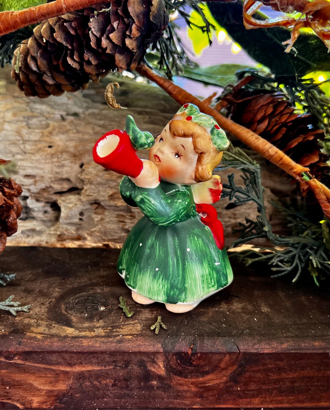 Vintage LEFTON Angel Christmas Figurine With Flute and Bird - Etsy