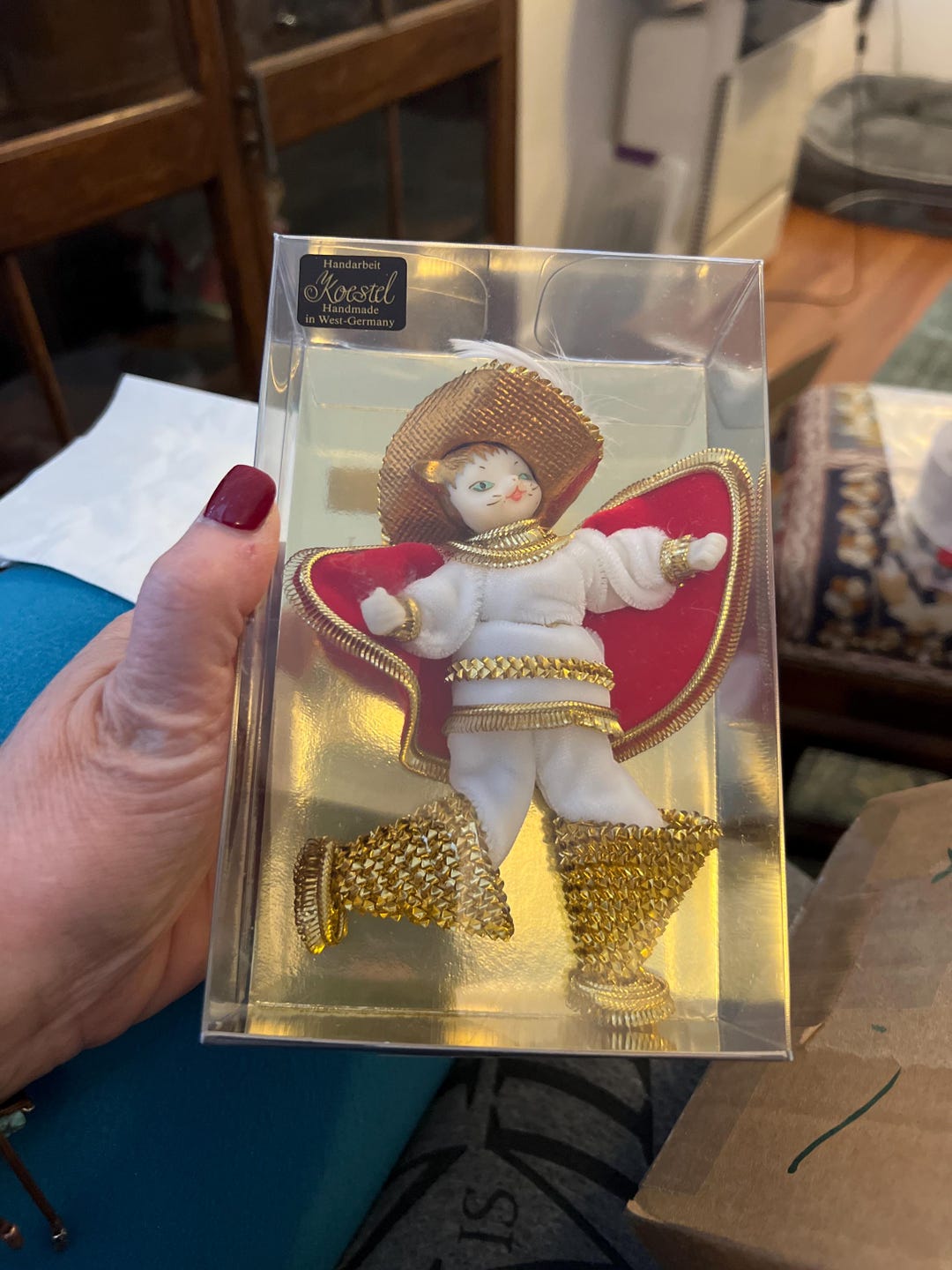 Vintage Koestel Puss in Boots Christmas Ornament 1960 1970 Fairy Tale ...