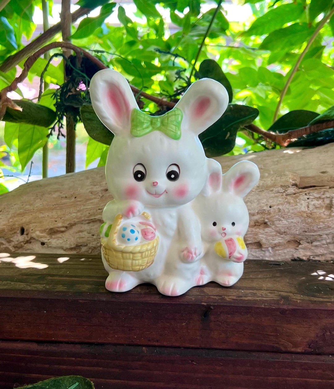 Vintage NAPCO Mama Baby Bunny Planter MCM 1950 1960 ANTHROPOMORPHIC ...