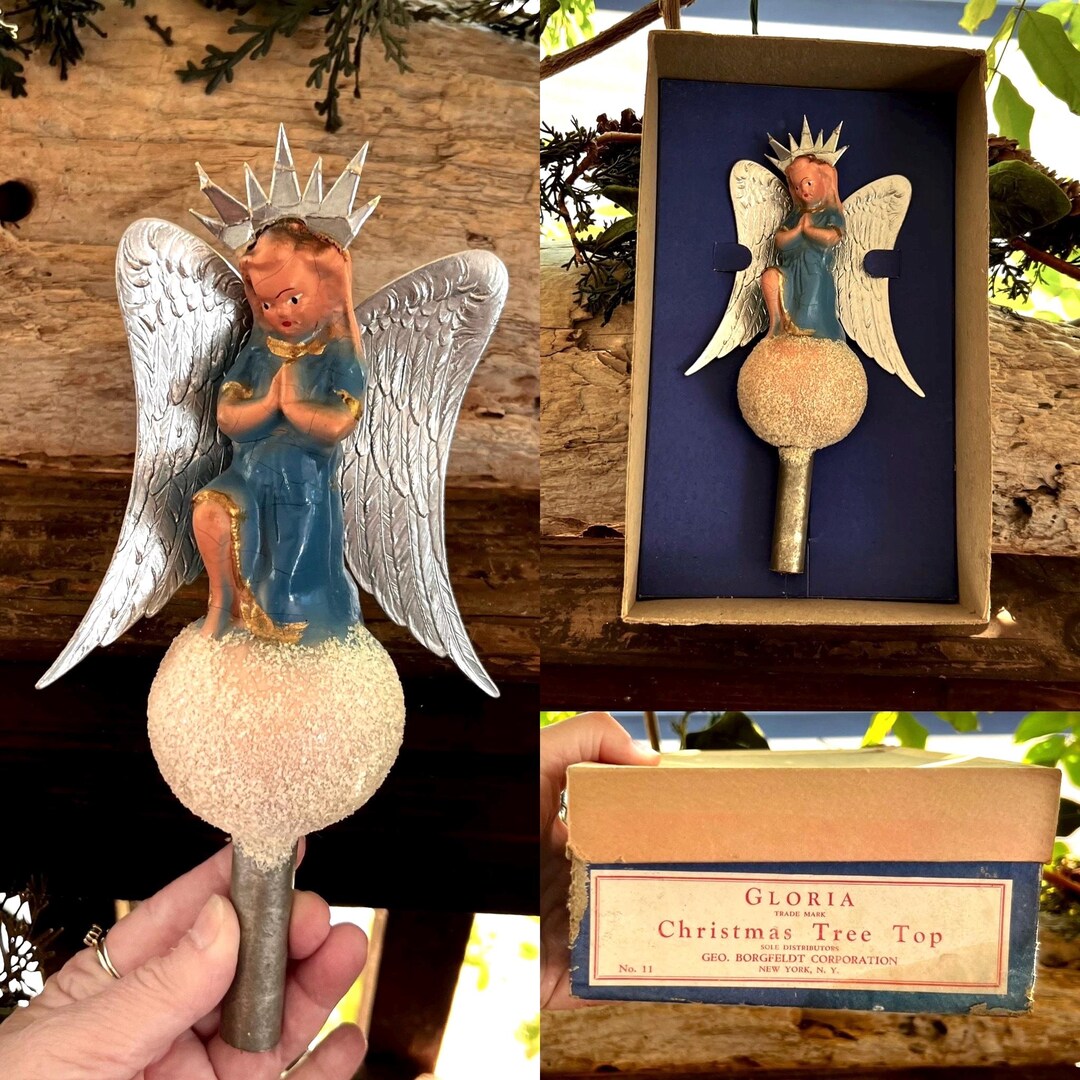 Vintage 1930 Victorian Angel Tree Topper Antique German Composition ...