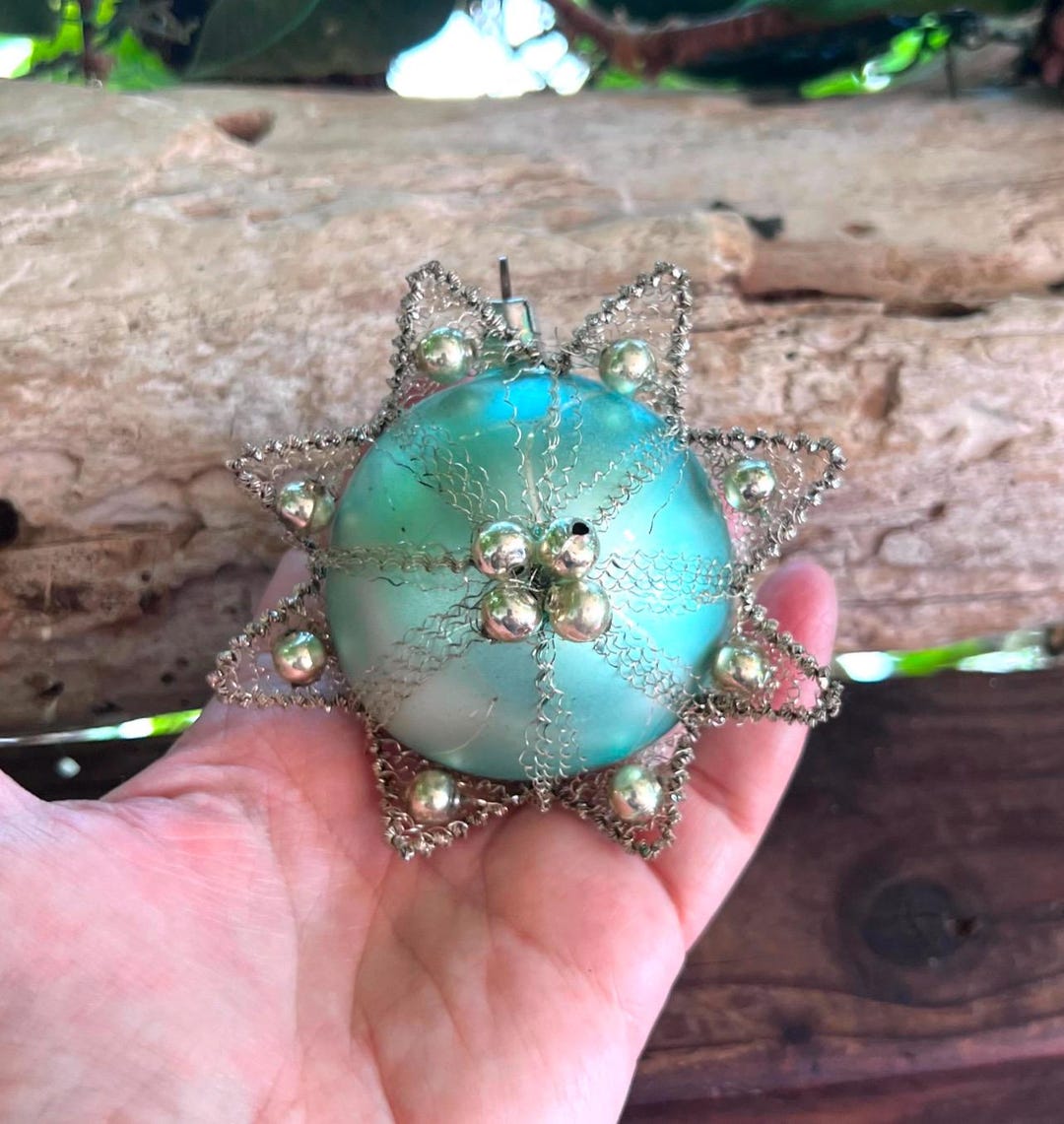 Vintage German Tinsel Wire Wrapped Mercury Glass Christmas Ornament MCM ...