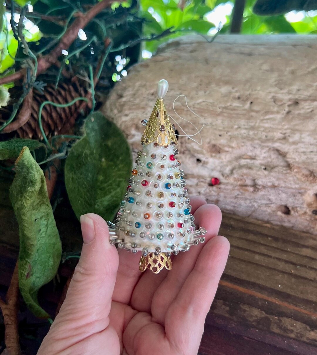 Vintage Multi Color Sequin Beaded Christmas Tree Ornament 1960 1970 ...