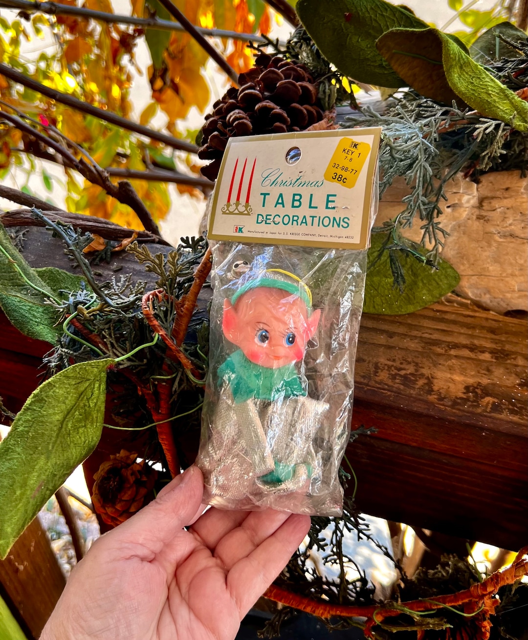 Vintage Knee Hugger Elf Plastic Christmas Ornament 1950 1960 Retro ...