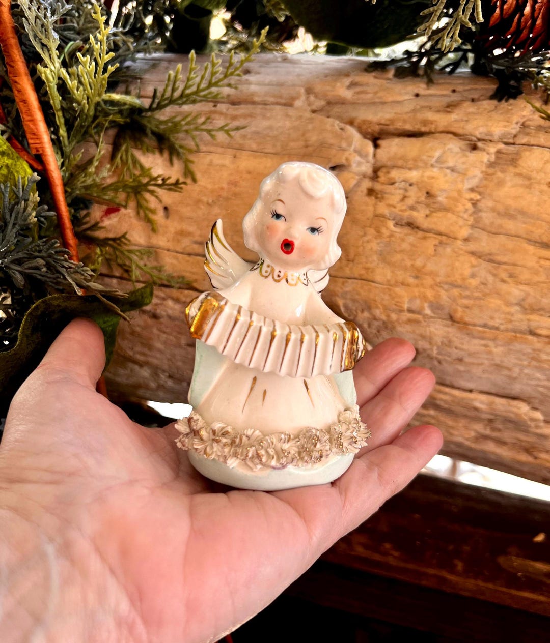 Vintage Christmas Blue Angel Figurine 1950 MCM Ceramic Angel Fine A ...