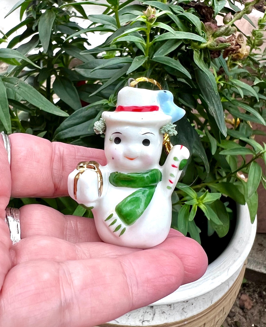 Vintage NAPCO Snowman Bird Christmas Figurine Ceramic Snowman 1960 1970 ...