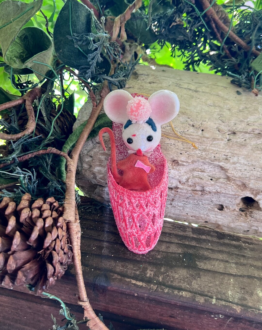 Vintage Christmas Sugar Mouse Ornament MCM 1960 1970 Sugared Candy ...