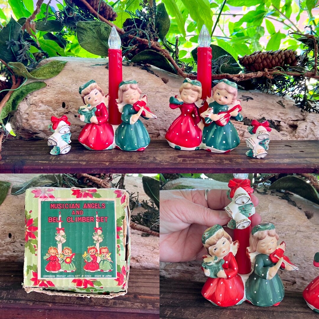 Vintage COMMODORE Angel Christmas Candleholders MCM 1950 Angel Candle ...