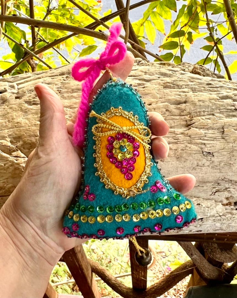 Vintage Sequin Felt Bell Christmas Ornament Hand Made Felted - Etsy