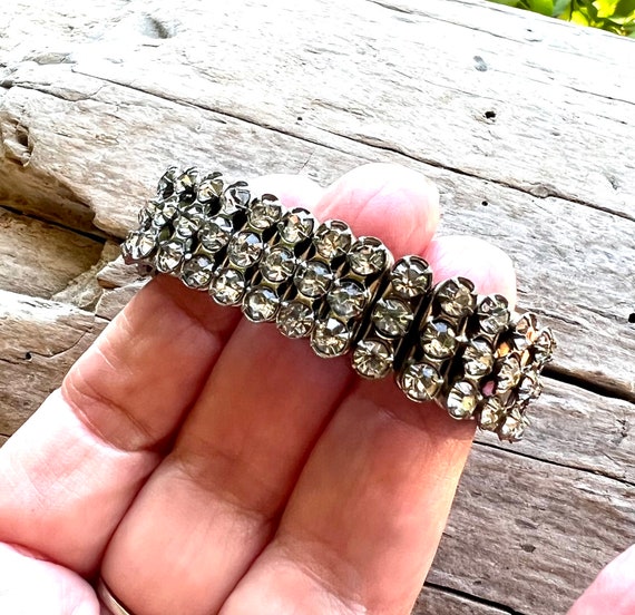 Vintage 1950 1960 Czech Rhinestone Bracelet MCM Brida… - Gem