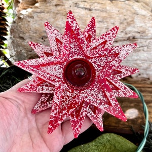 Vintage MCM Star Tree Topper Retro Kitsch Triple Red Glitter Tree ...