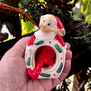 Vintage Pixie Elf Girls Christmas NOEL Figurine 1940 1950 MCM Ceramic ...