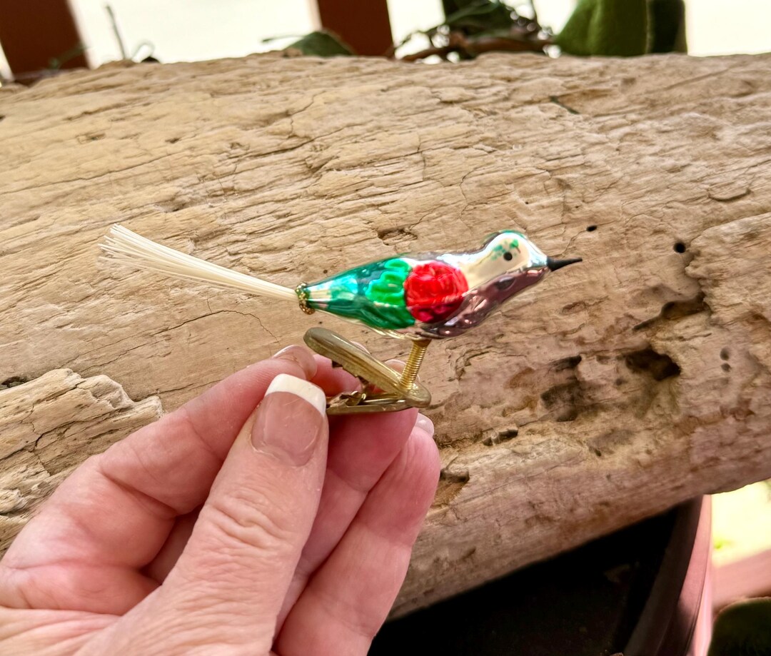 Vintage Mercury Glass Clip on Bird Chrismas Ornament MCM 1950 1960 ...