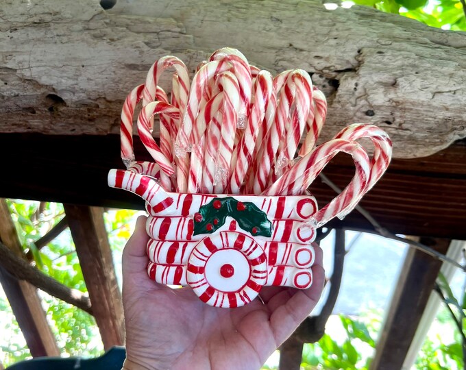 Vintage Candy Cane Christmas Planter 1950 LEFTON Candy Cane Holly Berry ...