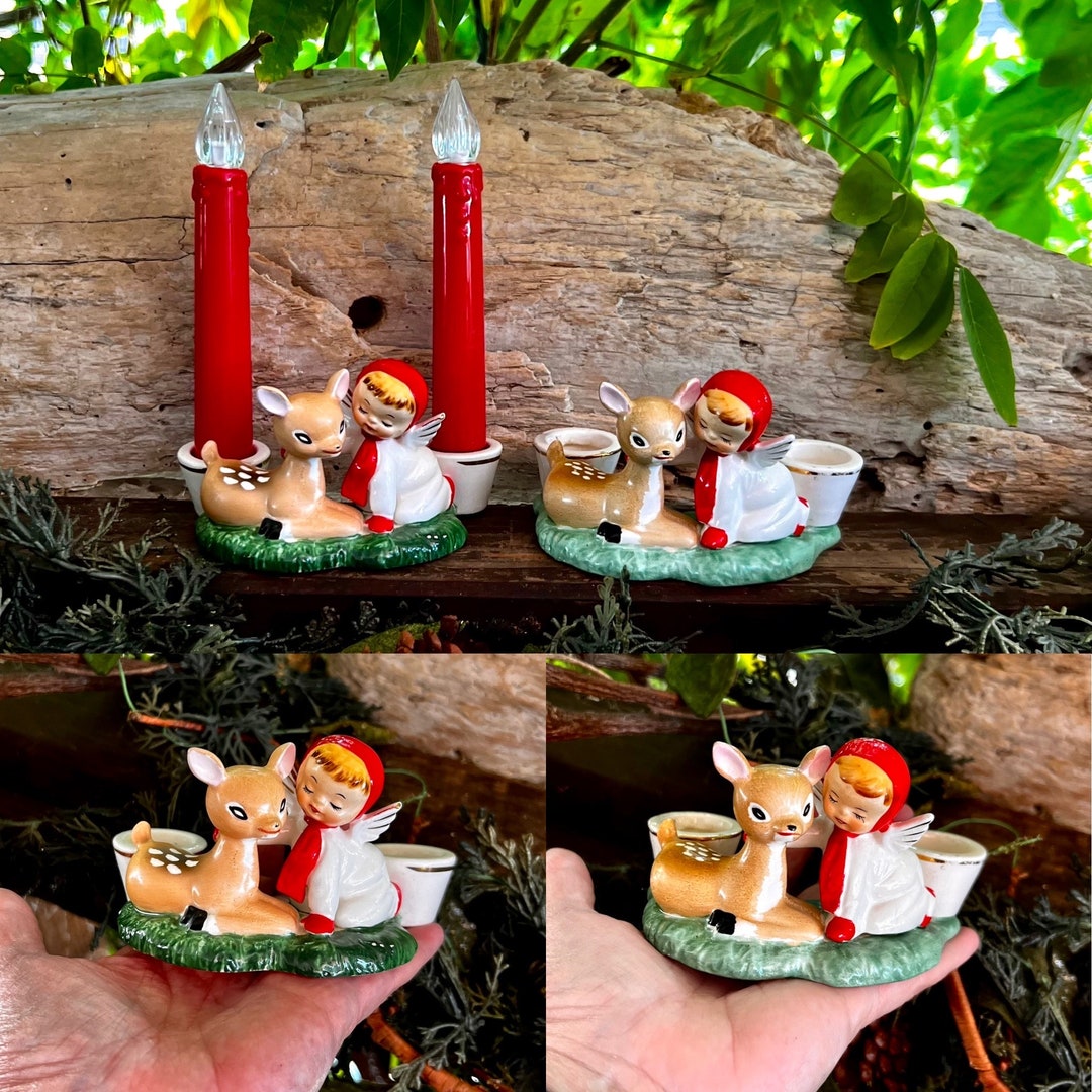 Vintage Holt Howard Angel Deer Candleholder MCM 1950 1959 Angel Fawn ...