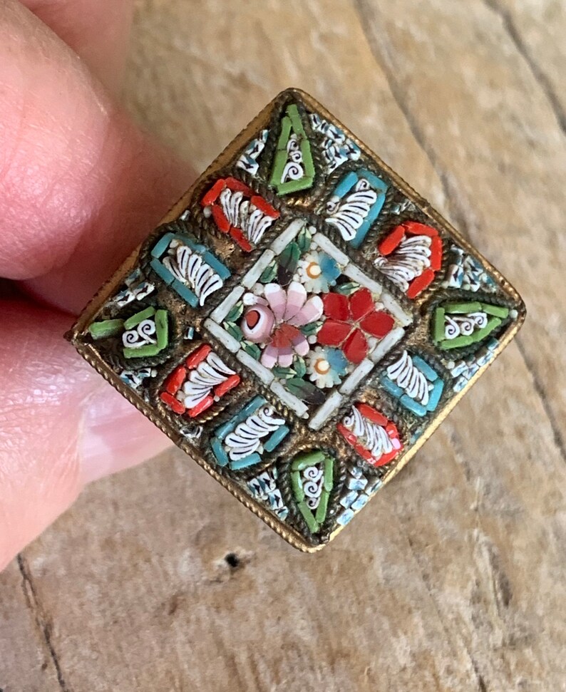Micro Mosaic Ring Vintage Rose Ring Statement Ring Bride - Etsy