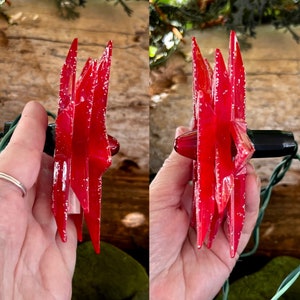 Vintage MCM Star Tree Topper Retro Kitsch Triple Red Glitter Tree ...