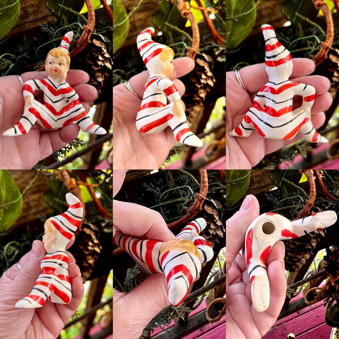 Vintage LEFTON Christmas Candy Cane Elf Pixie Kid MCM 1950 Ceramic ...