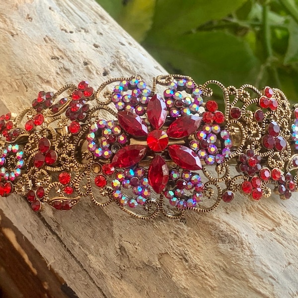 Rhinestone Barrette - Etsy