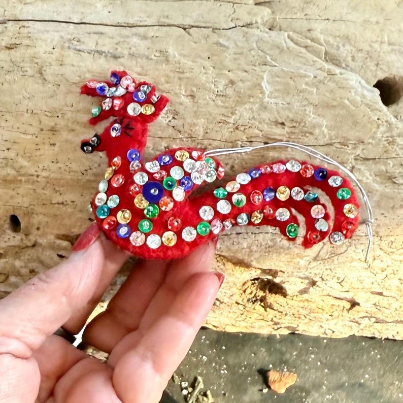 Vintage Bird Peacock Sequin Christmas Ornament 1970 1980 Bucilla ...