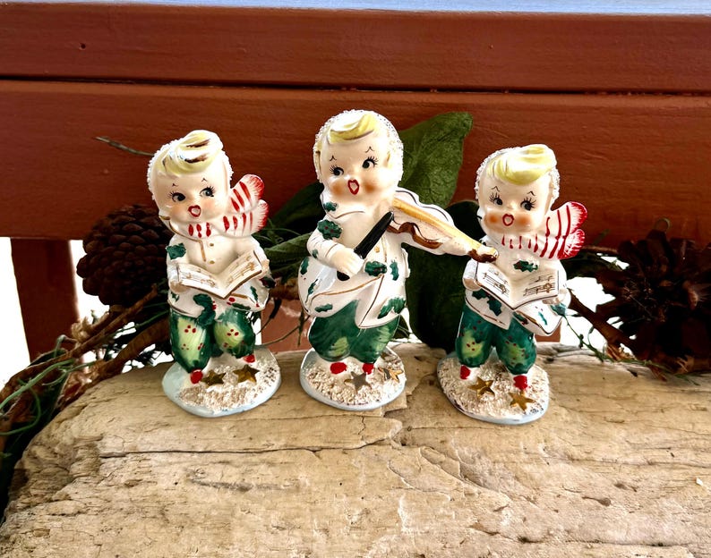 Vintage LEFTON Christmas Figurine Ornament 1950 1960 Mid Century Choir ...