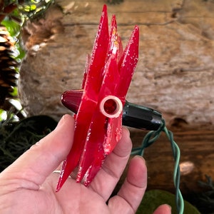 Vintage MCM Star Tree Topper Retro Kitsch Triple Red Glitter Tree ...