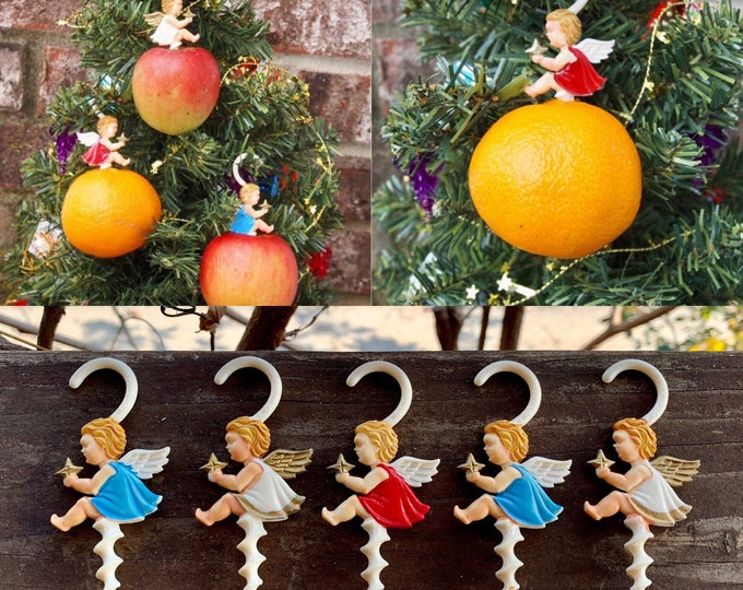 Vintage West German Angel Fruit Hooks Celluloid Angel Christmas ...